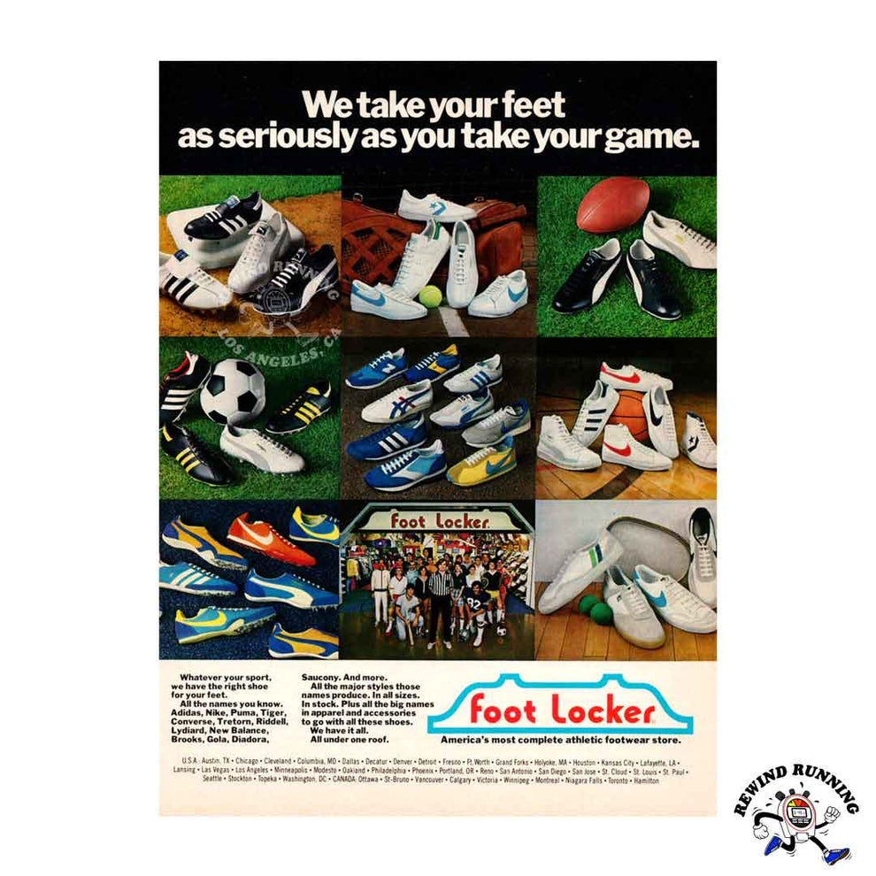 Foot Locker 1979 vintage sneaker print ad featuring Nike, Adidas, Puma ...