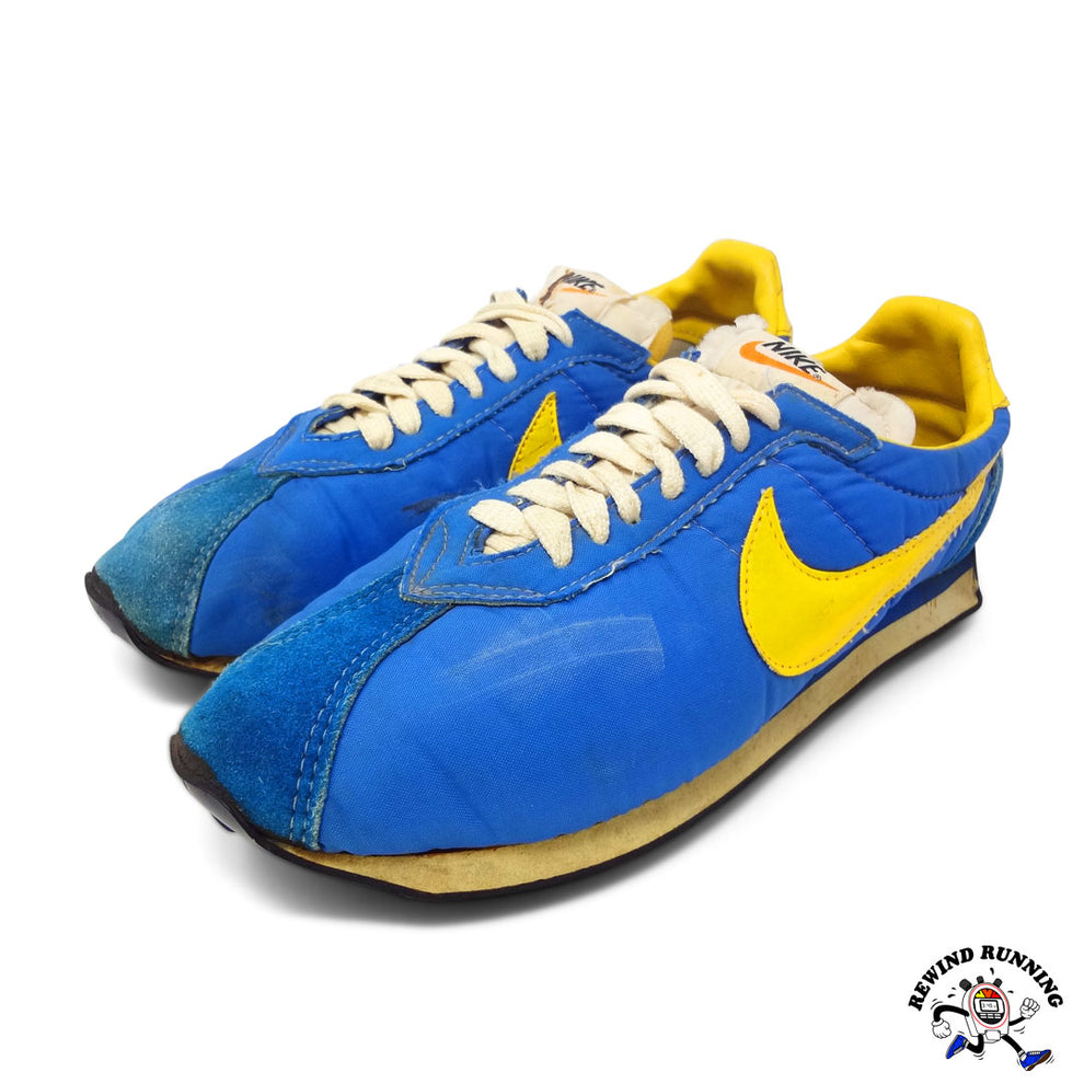 Nike Vintage 70s Blue and Yellow Waffle Trainer Racer Sneakers Men's 9 ...